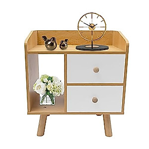 WaShaRoom Nightstand, 2 Drawer Dresser for Bedroom Maple Color Bedside Table with Drawer, Bedside Table End Tables Living Room, File Cabinet Storage with Sliding Drawers and Shelf for Home Office