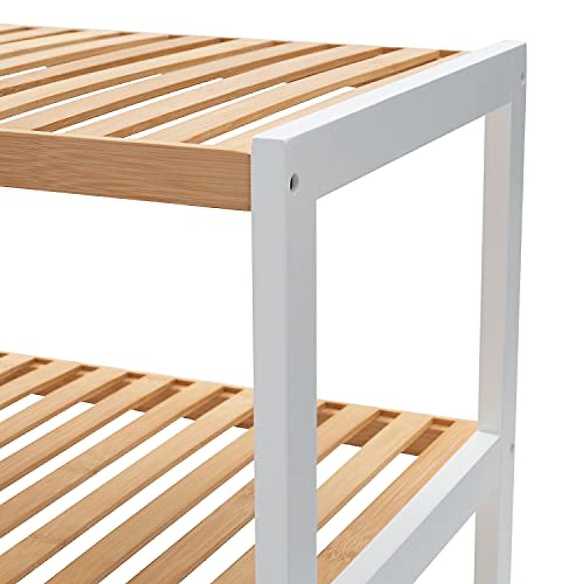 Organize It All 4 Tier White Sonora Bamboo Shelf | Dimensions: 28.74" x 12.99" x 30.98 | Freestanding | Space Saving | Bathroom Storage | White