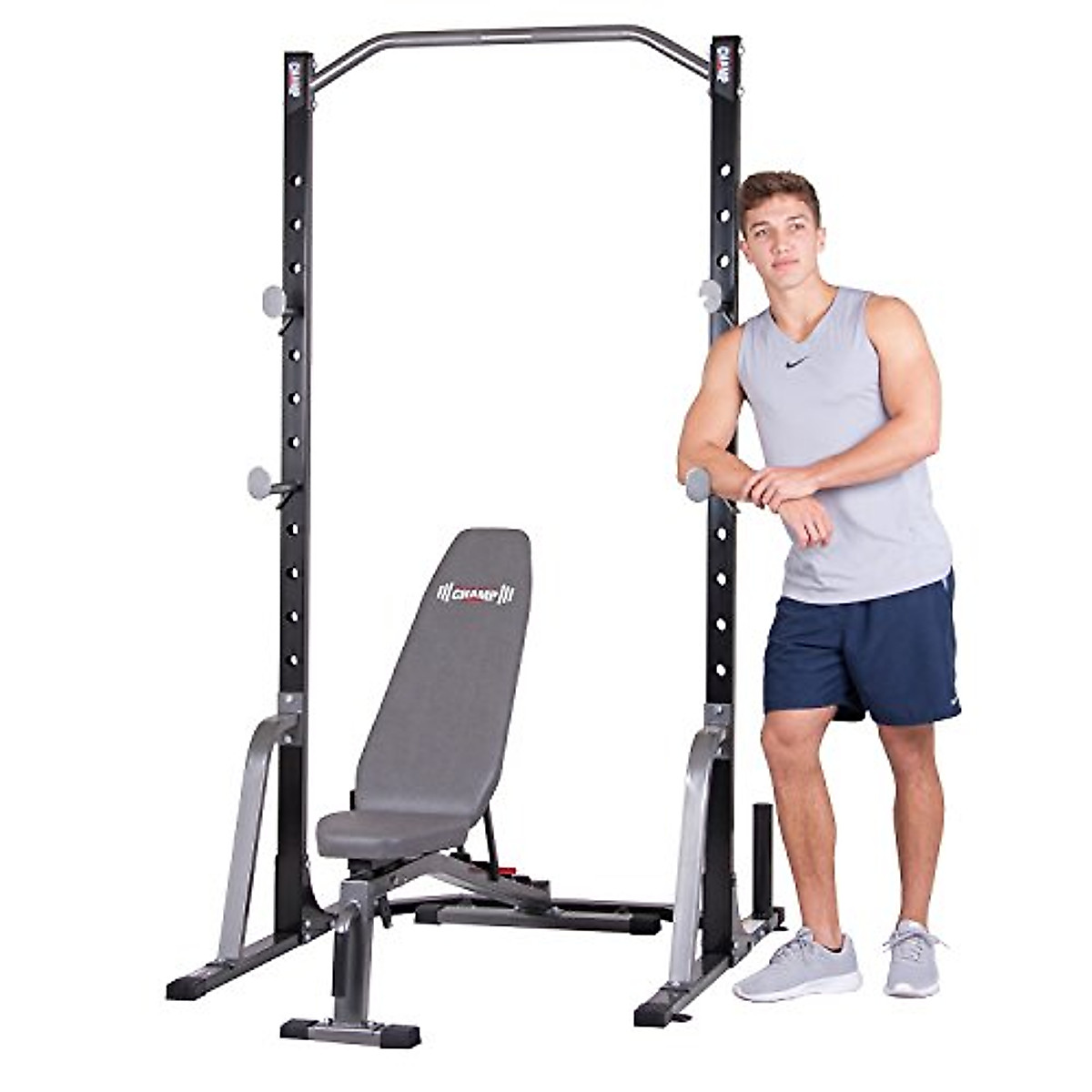 Body Champ Launch Bench Set with 2-Piece Power Rack, Home Fitness Equipment