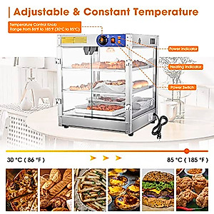 WeChef Commercial Food Warmer 3-Tier 20x20x24" Countertop Food Pizza Pastry Warmer Display Case 750W 110V