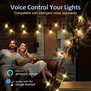 XMCOSY+ Smart LED Outdoor String Lights, 123Ft Patio Lights with 40 Shatterproof Dimmable Edison Bulbs, WiFi & App Control, Work with Alexa, IP65 Waterproof String Lights for Outside Bistro Porch