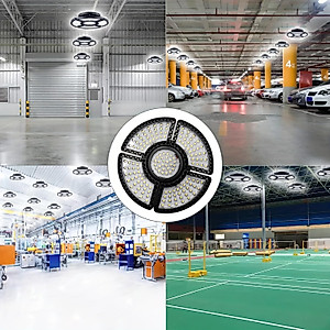 LED Garage Lights of Lens,300W Deformable Garage Ceiling Light 30000LM E26/E27 Basement Lights with 4+1 Adjustable LED Panels for Workshop, Shop, Garage, Warehouse(NO Motion Activated)