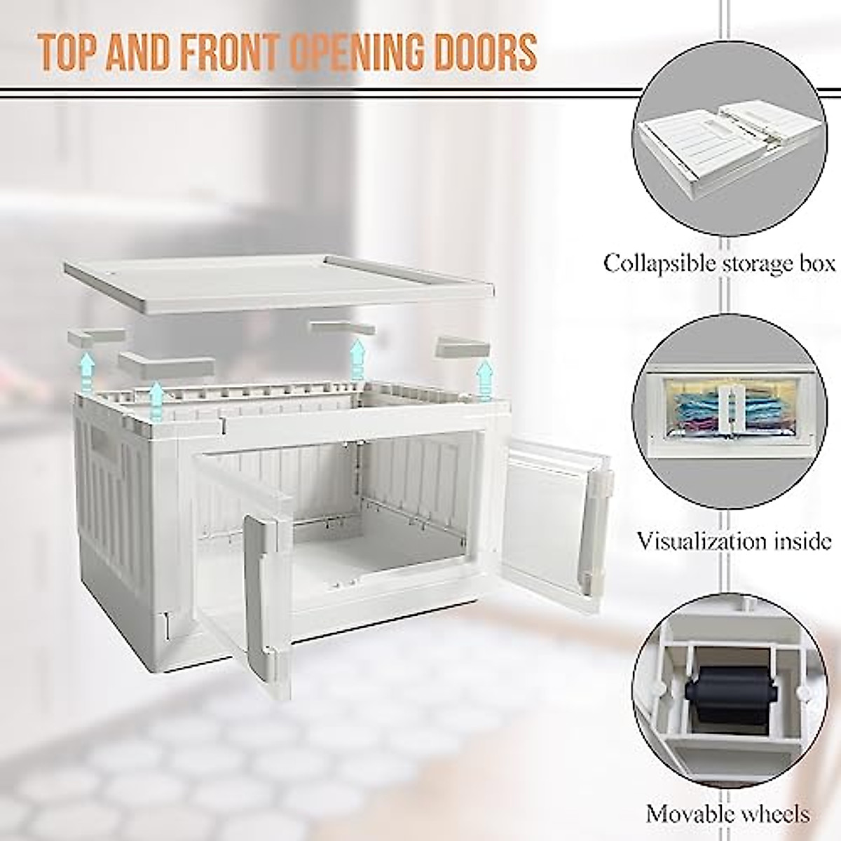 KEJONE Storage Bins with Lids, 25.2 Gallon Collapsible Bins for Organization, Movable Plastic Bins for Storage, 3 Pack Stackable Closet Bins, Storage Containers for Clothes, Snacks, Toys and More