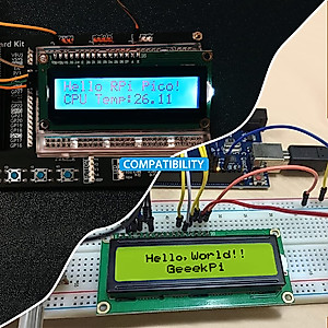 GeeekPi 2-Pack I2C 1602 LCD Display Module 16X2 Character Serial Yellow Backlight LCD Module for Raspberry Pi Arduino STM32 DIY Maker Project Nanopi BPI Tinker Board Electrical IoT Internet of Things