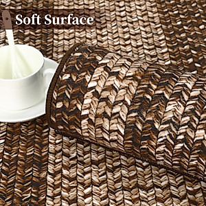 LUXLOOM Washable Rug 8x10 Area Rugs for Living Room Modern Bedroom Rug Brown Rug Imitation Braided Large Area Rug Non Slip Throw Rugs Stain Resistant Carpet for Nursery Dining Room 8'x10' Dark Brown