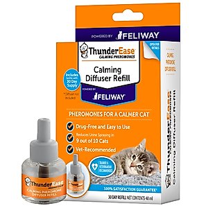 ThunderEase Cat Calming Pheromone Diffuser Refill | Powered by FELIWAY | Reduce Scratching, Urine Spraying, Marking, and Anxiety (30 Day Supply)