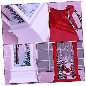 NOLITOY 2pcs Christmas Flame Lights Christmas Decorative Lantern Santa Snow Globe Lantern LED Christmas Lantern Table Top Decor Small Telephone Booth Lamp Snowball Christmas Plastic
