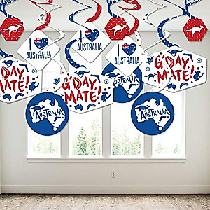 Big Dot of Happiness Australia Day - G’Day Mate Aussie Party Hanging Decor - Party Decoration Swirls - Set of 40