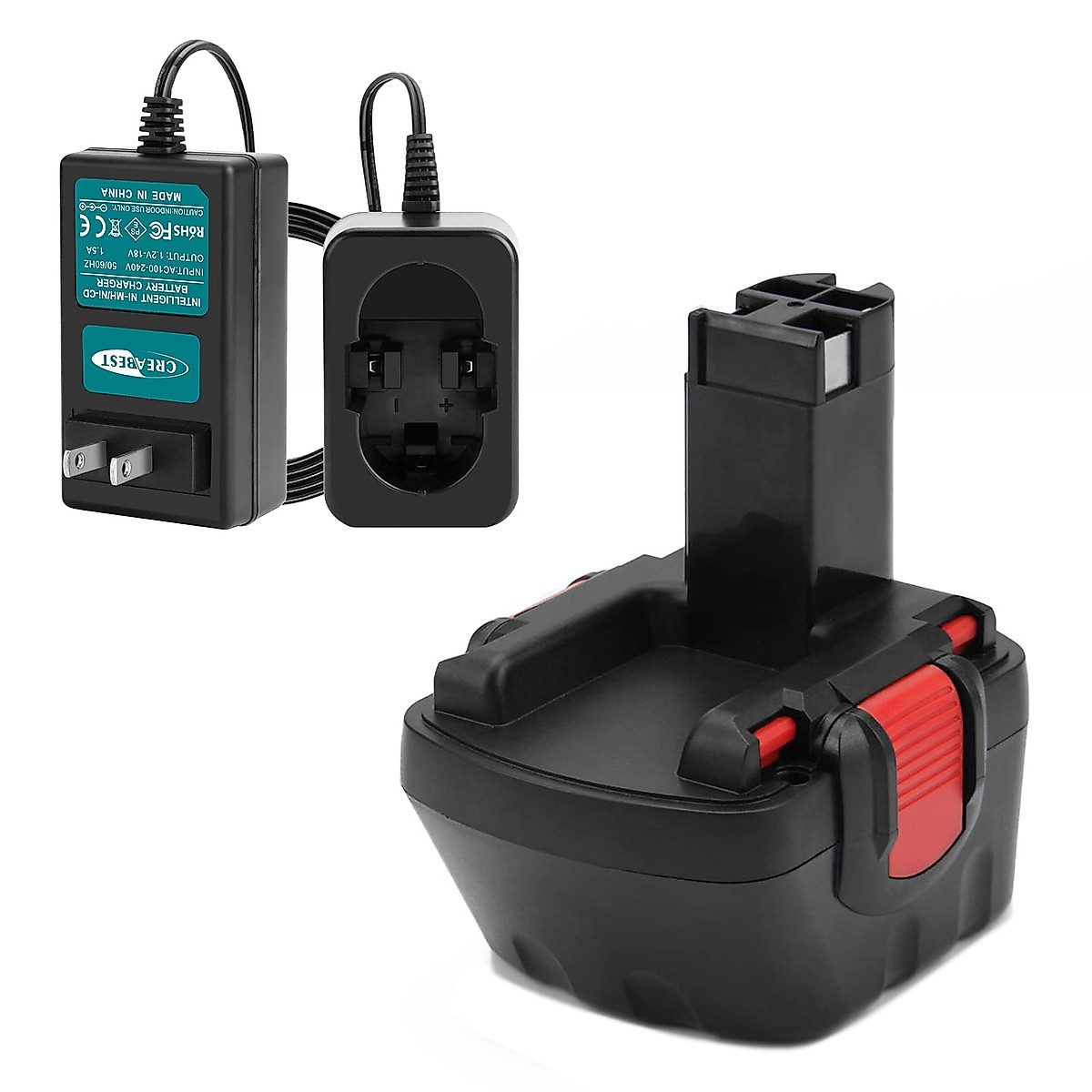 CREABEST New 3.5Ah Ni-MH 12V Replacement Battery Compatible with Bosch BAT120 BAT139 BAT159 BAT043 BAT045 2607335275 13614 15614 1661 22614 32614 34614,Include 1.2V-18V Ni-MH/Ni-CD Battery Charger