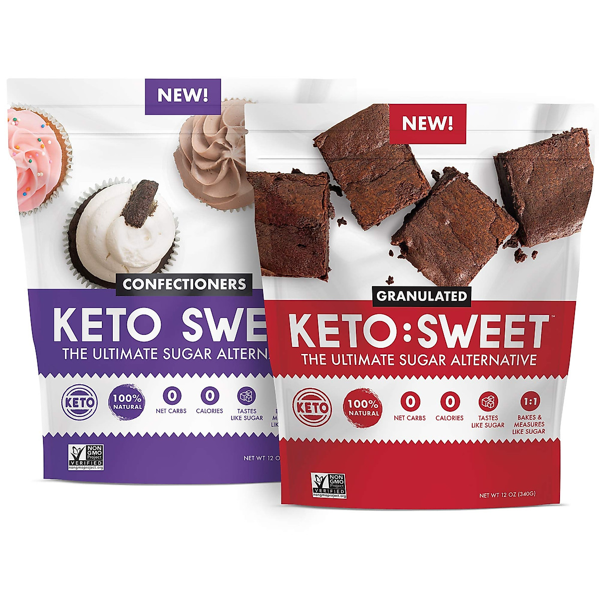 KETO:SWEET, Ultimate Sugar Alternative 100 Natural Erythritol Granulated Confectioner Baking Combo Pack, 12 Ounce (Pack of 2)