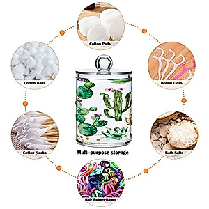 Blueangle 2PCS Succulent Plant Qtip Holder Dispenser with Lids - Apothecary Jar Containers for Vanity Organizer Storage - Plastic Food Storage Canisters（563）