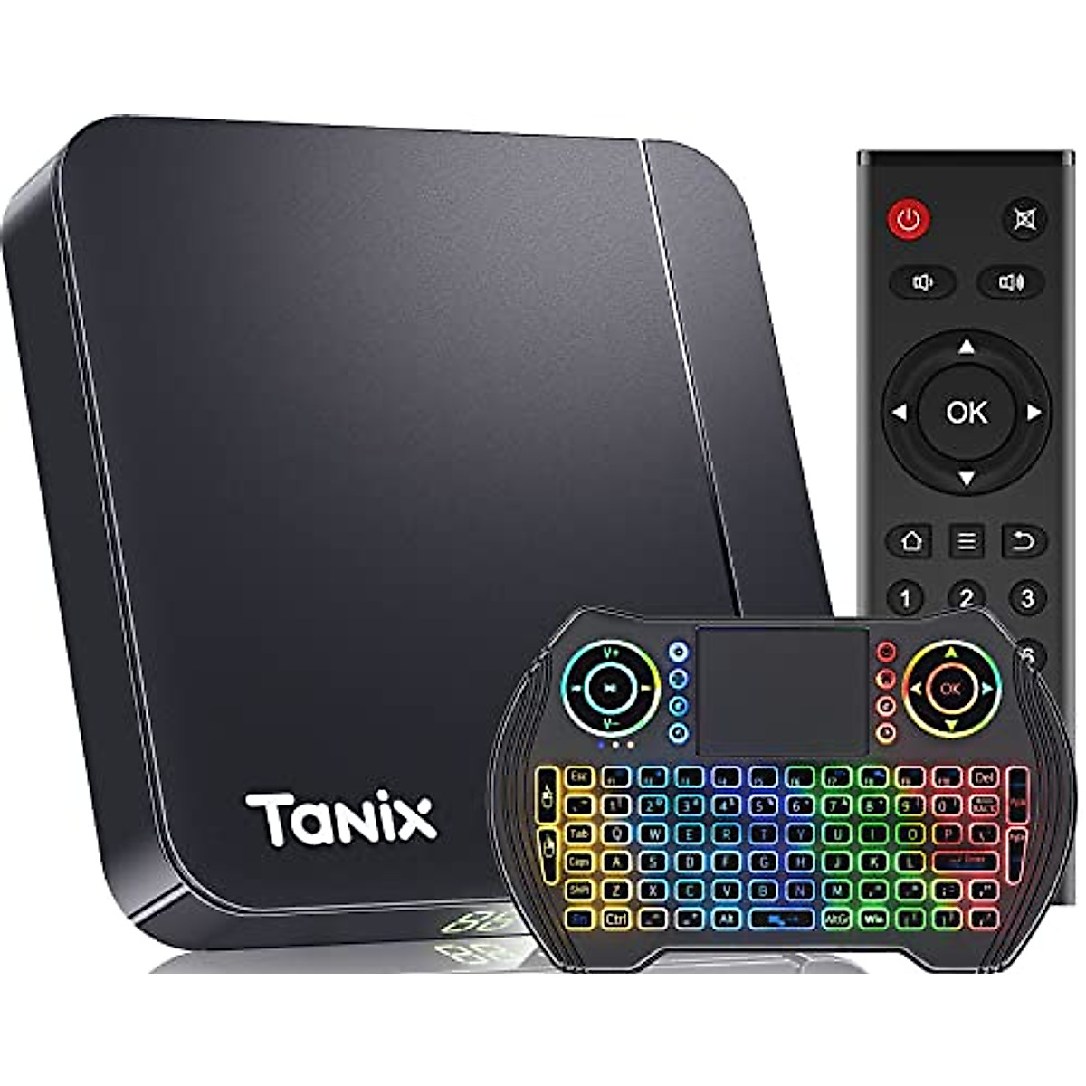Android TV Box, Android TV Box 4GB 32GB, 2.4GHz/5GHz Dual-WiFi Bluetooth with Dual-Antenna Quad Core 64 Bits 3D/4K/H.265/USB3.0 Android Box with Wireless Keyboard