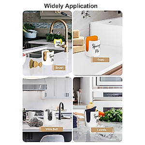 Nucookery Sponge Holder, Ceramic Dish Sponge Holder for Kitchen Sink with Sponge, Porcelain Kitchen Sink Sponge Caddy, Farmhouse Kitchen Sink Organizer for Sink Accessories