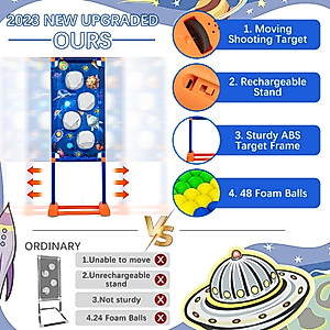 SUYE Shooting Game Toy for Age 6, 7, 8, 9, 10+ Years Old Kids, Boys - 2pk Foam Ball Popper Air Guns & Shooting Target & 48 Foam Balls - Ideal Gift - Indoor and Outdoor Toy Guns for Kids Girls