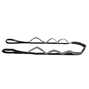 A AZURELIFE Stretch Strap with 11 Loops, Half Elastic Stretching Strap Band - Stretch Tool for Yoga Physical Therapy, Dance and Pilates, Gymnastics, Hamstring Strength Training with Instruction Guide