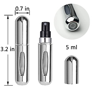 Ryanste 4 Pcs Refillable Travel Perfume Bottle, 5 ml Mini Perfume Refillable Bottle Portable Travel Fragrance Atomizer for Outdoor Travel (Black + Silver)