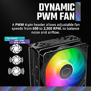 Cooler Master Hyper 212 Pro aRGB CPU Air Cooler, SickleFlow Edge 120 PWM Fan, Composite 4 Copper Heat Pipes, 152mm Tall, Sleek Top Cover, AMD Ryzen AM5|AM4, Intel LGA 1851|1700 Brackets