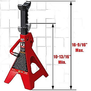 BIG RED T42202 Torin Steel Jack Stands: 2 Ton (4,000 lb) Capacity, Red, 1 Pair
