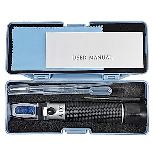 Alcohol Refractometer for Spirit Alcohol Volume Percent Measurement with Automatic Temperature Compensation (ATC), Range 0-80% v/v.