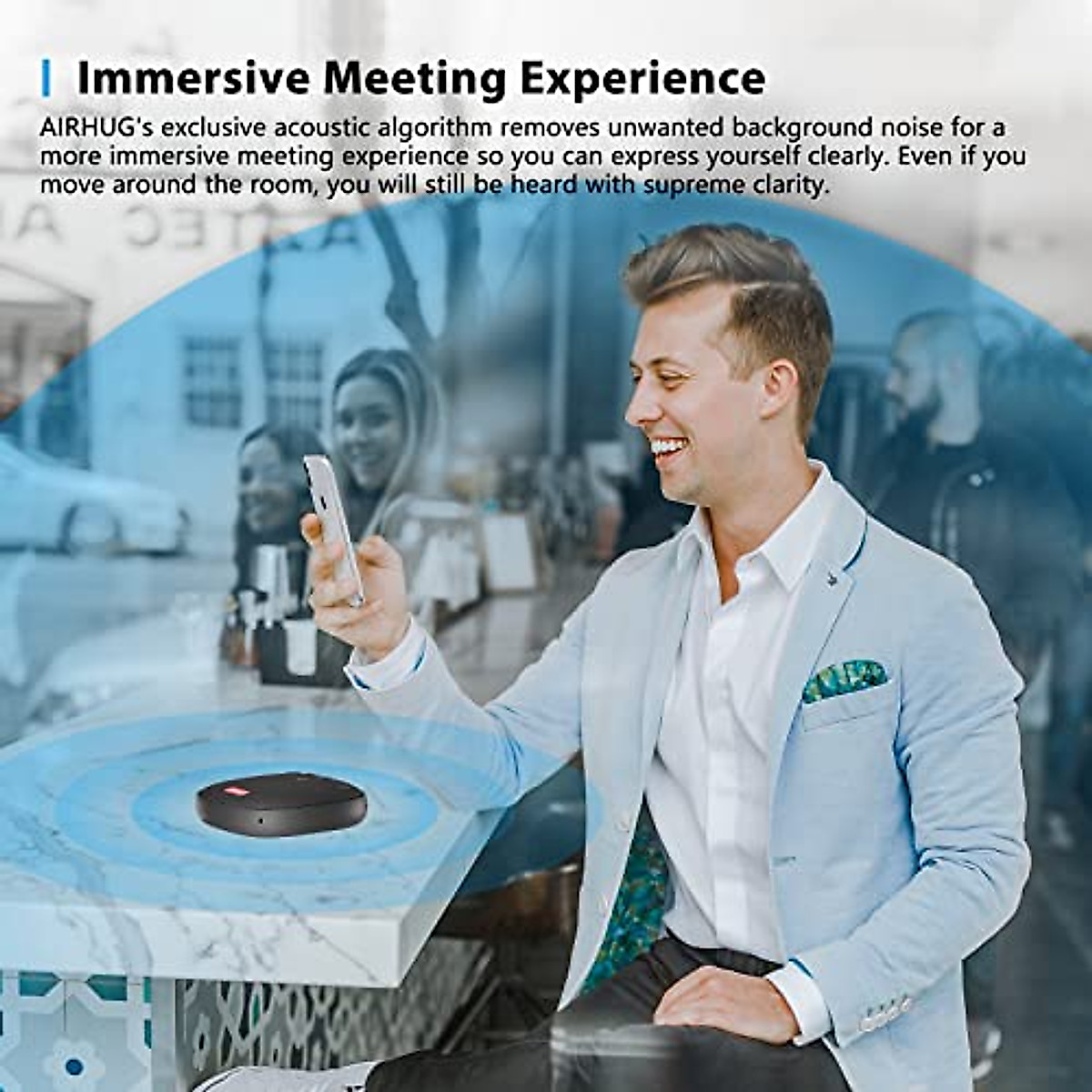 AIRHUG Bluetooth Speakerphone,Conference Speaker with Microphone,6 metes HD Voice Pick Up,Advanced Noise Reduction Algorithm,USB-C Plug & Play,Compatible with Zoom,MS Team,Skype