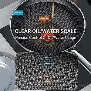 KBH KGH-C32A Nonstick Frying Pan with Lid, Honeycomb Stainless Steel Wok, Suitable for All Cooktops, 32 CM(12.6 INCH)