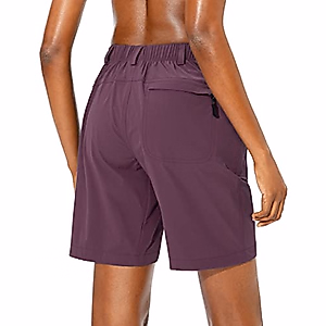 Pudolla Women's Quick Dry Stretch Hiking Shorts Lightweight UPF50+Shorts for Women with Zipper Pockets (Mauve Wine Medium)