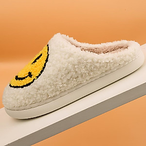 CWODOR Kids Slippers Boys Girls Plush Non-Slip House Slippers Cute Soft Slip-On Shoes For Little Big Kids White 4-4.5 Big Kids