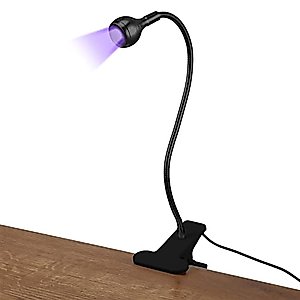 VIHOSE Big Chip 395nm UV LED Light Fixtures with Gooseneck and Clamp Mini Desk Light Clamp Portable Gooseneck for Outdoor Stall Gel Nail Curing, 5V USB Input(Black,1 Piece)