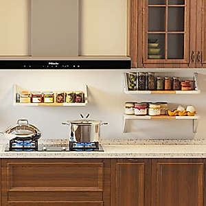 MARTY Wall Floating Shelves Wood White 24 inch Set of 2 Wall Storage for Bedroom Bathroom Wall Mounted Shelves Book Shef Bracket Hanging Corner Shelf Decor for Living Room Office Kitchen