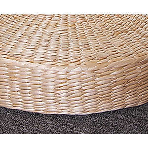 Layboo Handcrafted Eco-Friendly Breathable Padded Knitted Straw Flat Seat Cushion/Straw futon Cushion (Round 45cm(17.72 in))