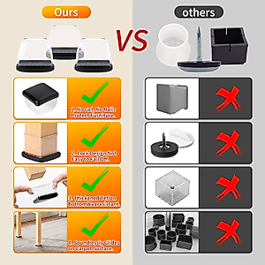 24 PCS Extra Large Clear Chair Leg Sliders for Carpet, Square Chair Glides Carpet, Teflon Furniture Pads, Chair Leg Floor Protectors Caps for Carpet, Table Chair Leg Cups Covers (Fit 1.45" - 2")