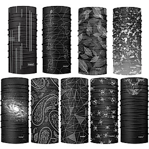 VCZUIUC Headwear Bandana Head Wrap Face Scarf Mask Neck Warmer Balaclava for Sports (One Size, 9PCS Black-2)