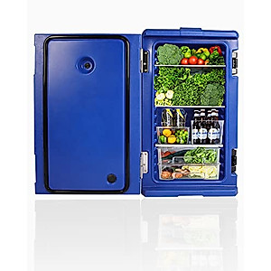 Muhub 127QT End-Loading Insulated Food Pan Carrier, LLDPE Material Food Box Carrier with Double Buckles, Front Loading Portable Food Warmer with Handles,Ideal for Canteen and Restaurant Use (Blue)…