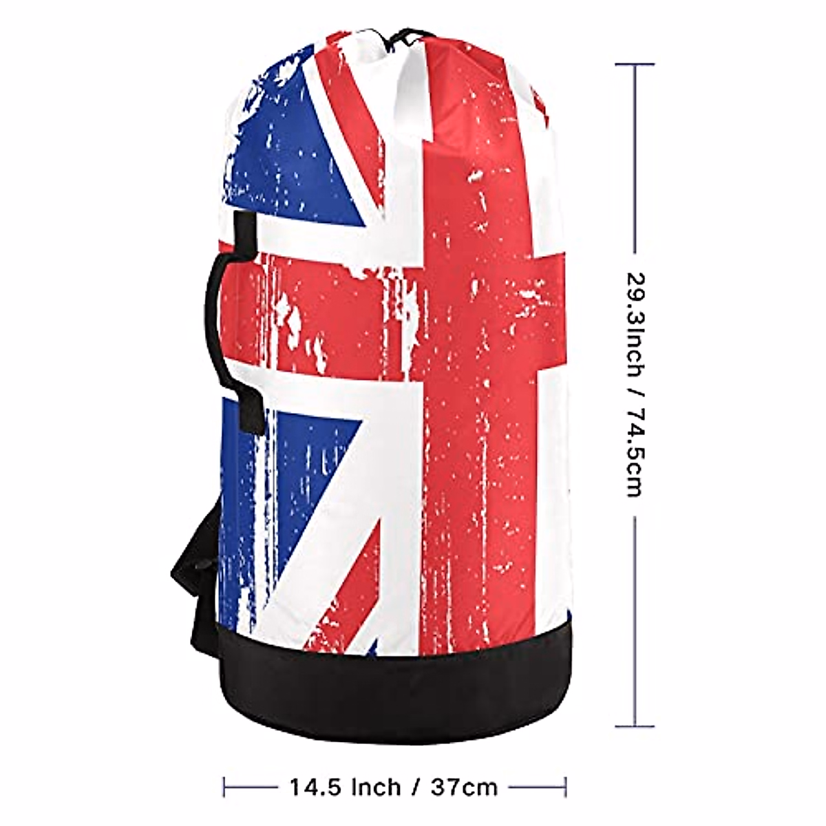 British Flag Laundry Bag Large Heavy Duty Laundry Backpack with Shoulder Straps Waterproof Laundry bag for Traveling Camp Dirty Clothes Organizer for College Students