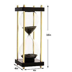 60 Minute Hourglass Timer,Rainbow Glass Hour Glass,Hourglass with Sand Timer for Gift,Hourglass Decor for Home, Desk,Office, Wedding Decor (Goldenrod Black)