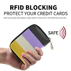 Slim Minimalist Soft Leather Mini Case Holder Organizer Wallet for Women Men Nonbinary Pride Flag