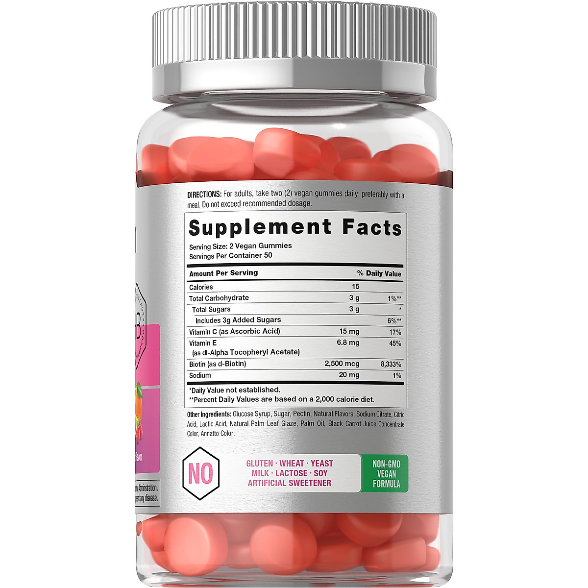 Horbäach Hair Skin and Nails Gummies | 100 Count | with Biotin | Fruit Flavored Vitamins | Non-GMO, Gluten Free Supplement