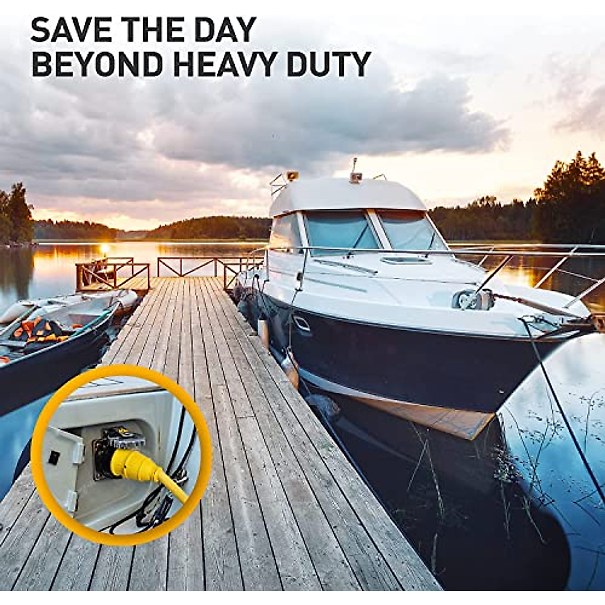 Marvine RV/Boat Shore Power Adapter 1.5FT 15 Amp to 30 Amp NEMA 5-15P to L5-30R Twist Lock Female with LED Indicator STW10/3 Heavy Duty