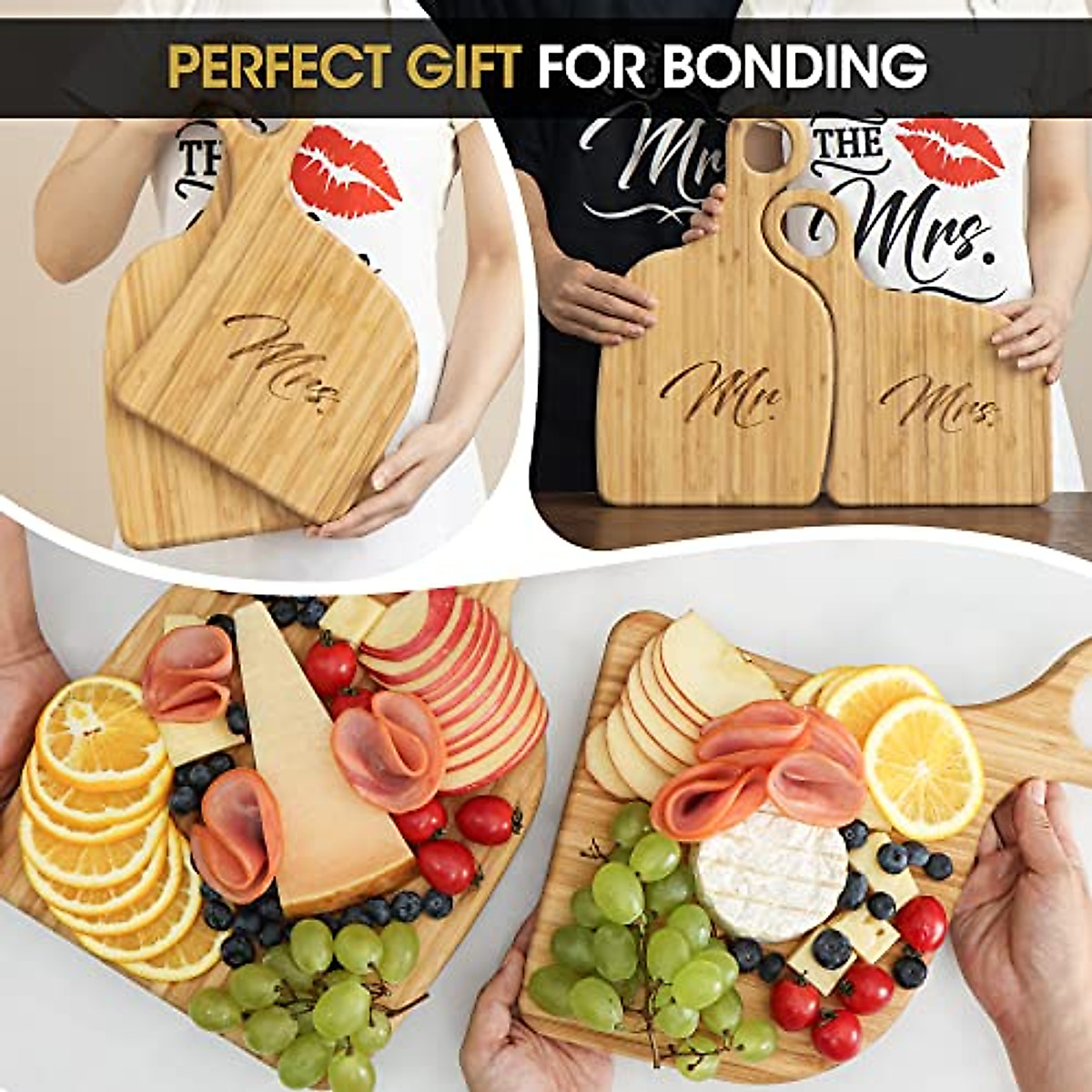 DELUXY Mr & Mrs Cutting Board & Cheese Board- Wedding Gifts for Couples Unique 2023, Mr and Mrs Gifts, Couples Gifts for Him and Her, Bridal Shower Gifts for Bride, Cool Engagement Gifts, Anniversary