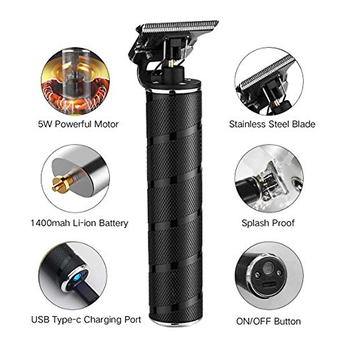 Professional Electric Pro Li Outliner Hair Clippers for Men, Cordless Rechargeable Zero Gapped Cutting t Outliner, Baldhead Beard Pro Trimmer with 4 Guide Combs