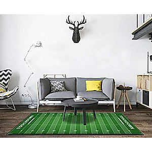 Home Area Runner Rug Pad American Football Field Background with Artificial Turf Soccer Field Thickened Non Slip Mats Doormat Entry Rug Floor Carpet for Living Room Indoor Outdoor Throw Rugs