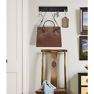 CURHOO Stainless Steel Towel Hooks - Heavy Duty Wall Mount Key Holder for Bathroom, Kitchen, Bedroom & Office, Self-Adhesive, 4 Hooks, 10 x 1.77 inches, YKH35