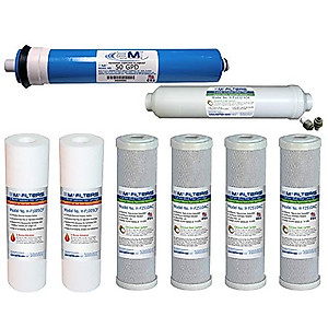 AMI Reverse Osmosis Filter & Membranes Replacement | 1 Year Supply | 50 GPD Membrane with Pre & Post Filter | for 5 Stage Water Filtration Systems (50 GPD Membrane + Filters - 1 Year Supply)…