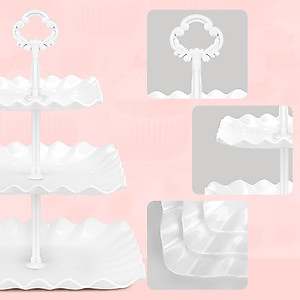 NWK 5 Piece Cake Stand Set with 2 x Large 3-Tier Cupcake Stands, 3 x Appetizer Trays, for Wedding Birthday Baby Shower Tea Party Decorations