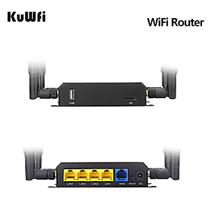KuWFi 300Mbps 3G 4G LTE Car WiFi Wireless Router Extender Strong Signal Car WiFi Routers with USB Port SIM Card Slot with External Antennas for USA/Canada/Mexico SIM Card