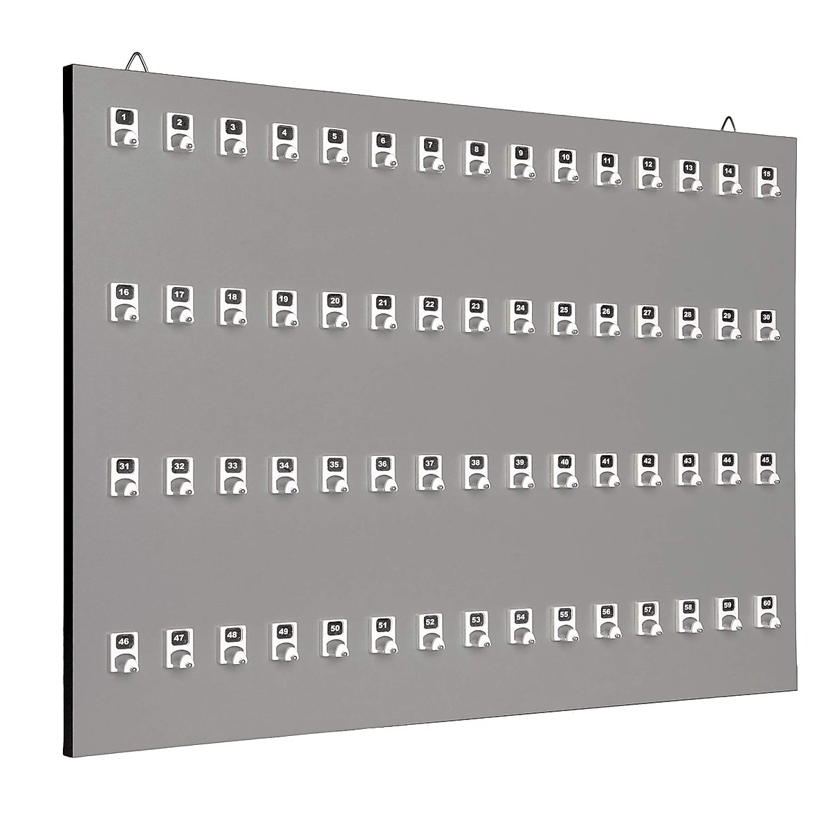KEYSTAND # 60PGE, 60 Extra Space Numbered Hooks for Car Keys with Remote Control (60 Sets of Tag & Ring Included)