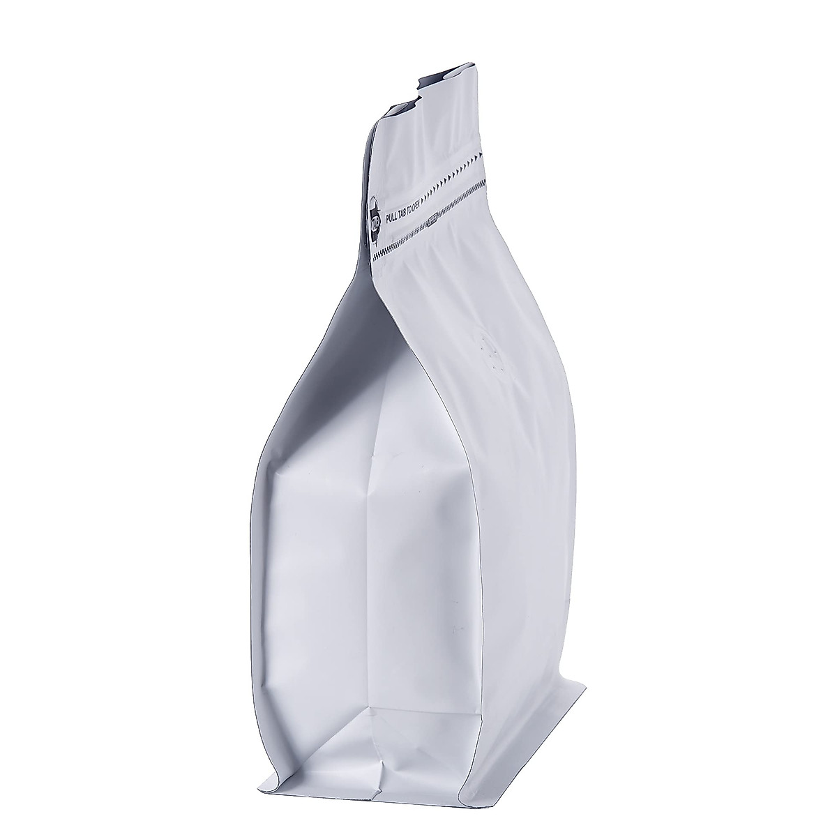 50 Count 8 Ounce Matt White Aluminum Foil Coffee Bags, Stand Up/Flat Bottom Side Gusset Coffee Pouches with Air Release Valve and Reusable Side Zipper (50, 8OZ, 0.5LB, 250G)