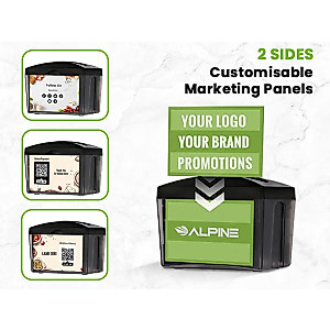 Alpine Tabletop Commercial Napkin Dispenser Restaurant Napkin Holder for Easy Access to Interfold Napkins from Both Sides with an Insert Marketing Space for Restaurants, Cafeterias, Food Trucks, Club