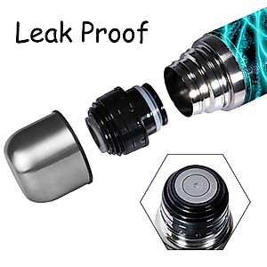 Stainless Steel Leather Vacuum Insulated Mug Fireworks Thermos Water Bottle for Hot and Cold Drinks Kids Adults 16 Oz