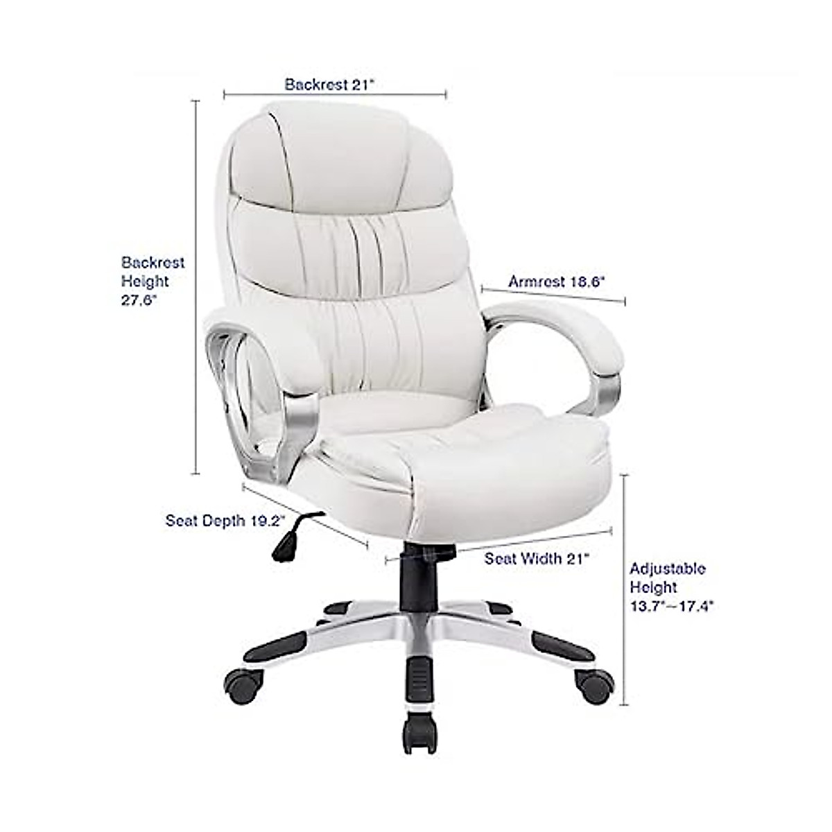 High Back Executive Chair PU Leather Business Manager’s Office Chair Adjustable Ergonomic Swivel Desk Chair